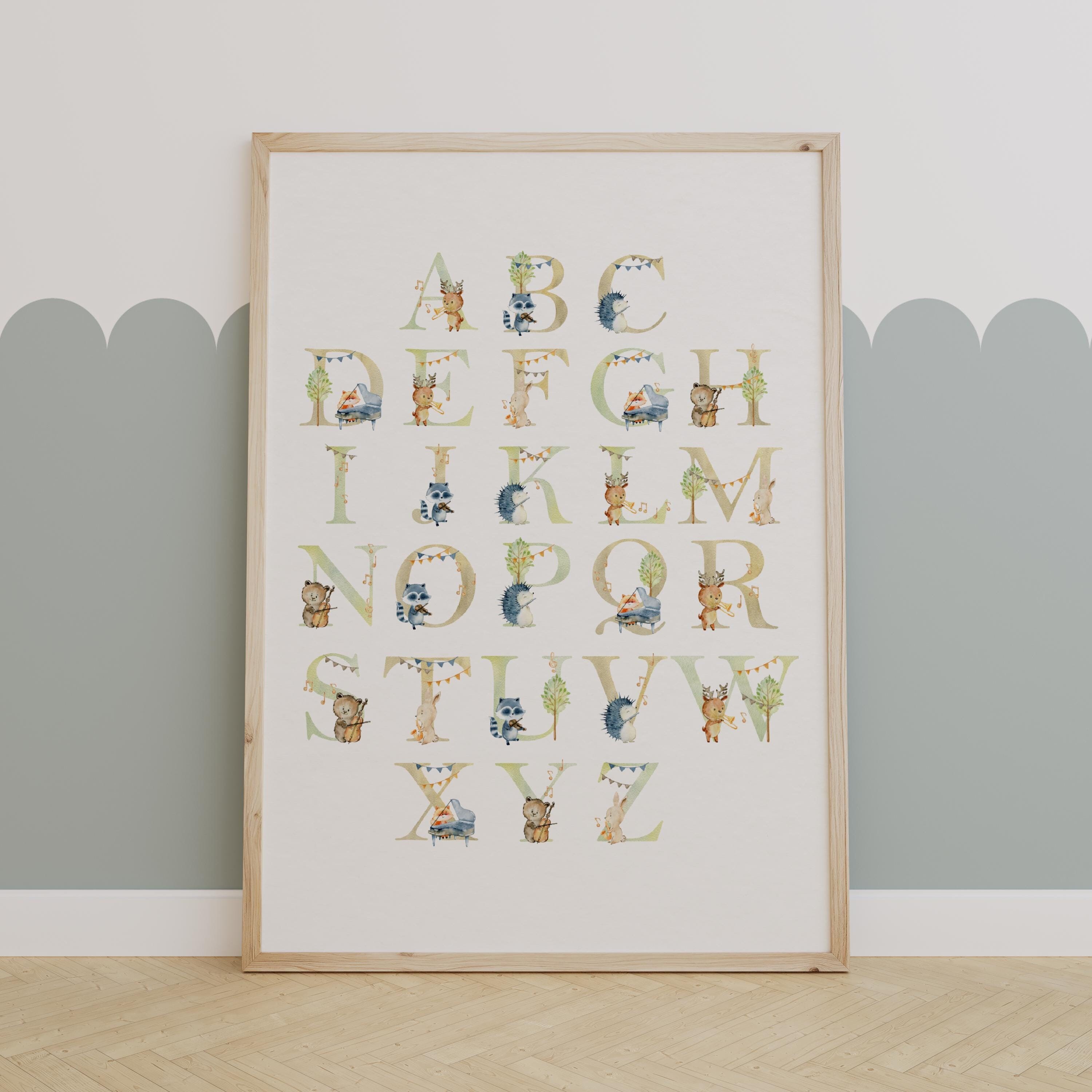 Neutral Woodland Alphabet Digital Wall Art Poster, Boho Classroom Decor ...