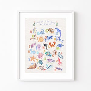 Sea Animal Alphabet Digital Wall Art Print, Ocean Animal Alphabet ...