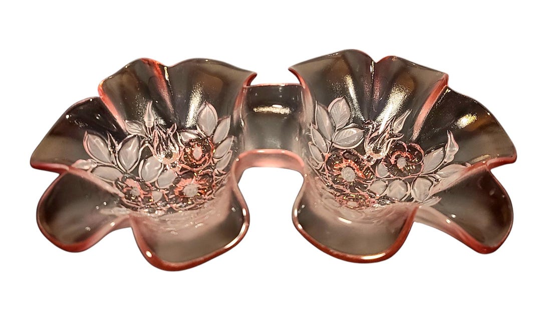 Mikasa Pink and Frosted Rosella Pattern Two Part Relish, Candy or Nut ...