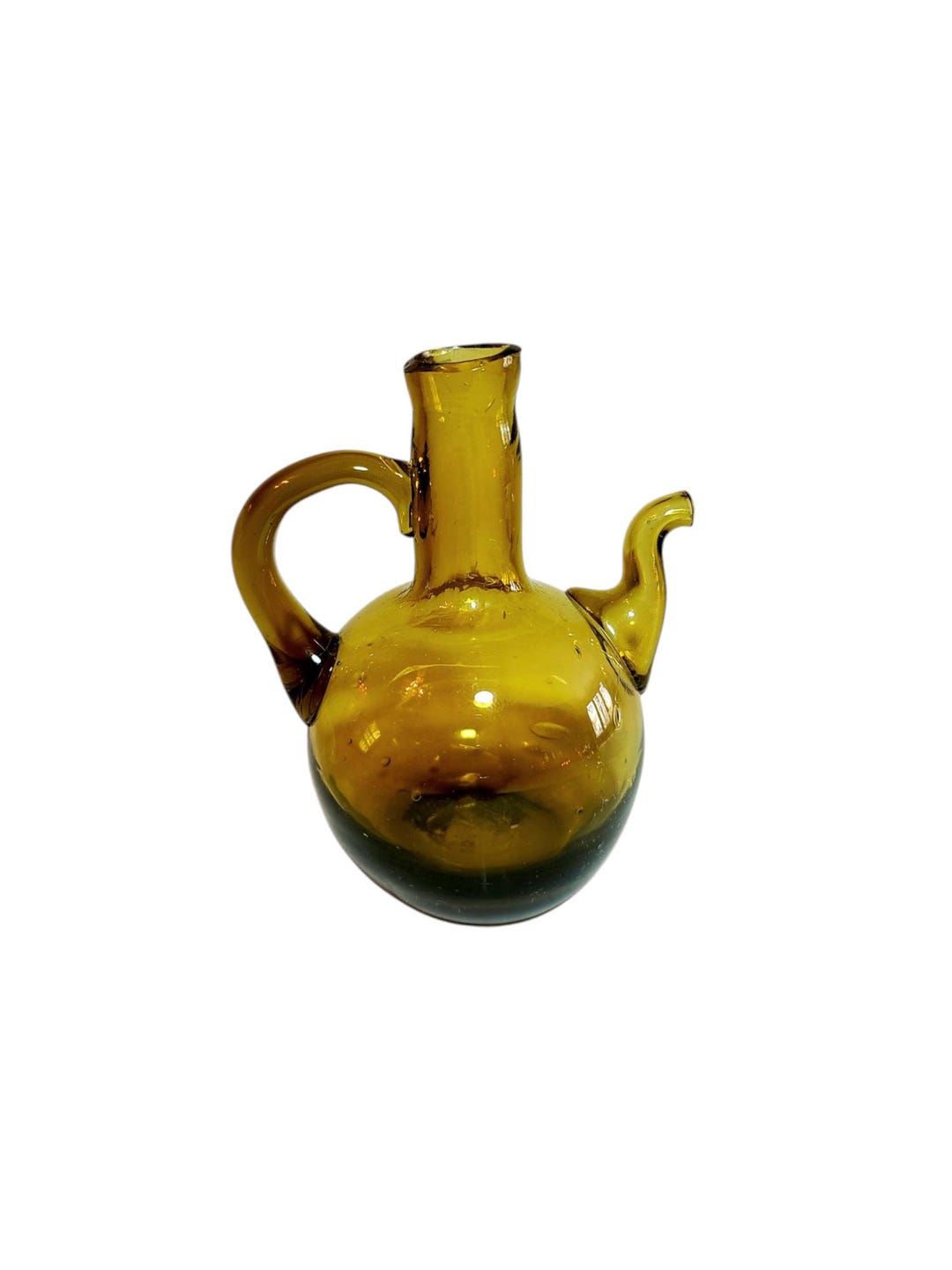 Hand Blown Amber Glass Pitcher / Olive Oil Pitcher - Etsy