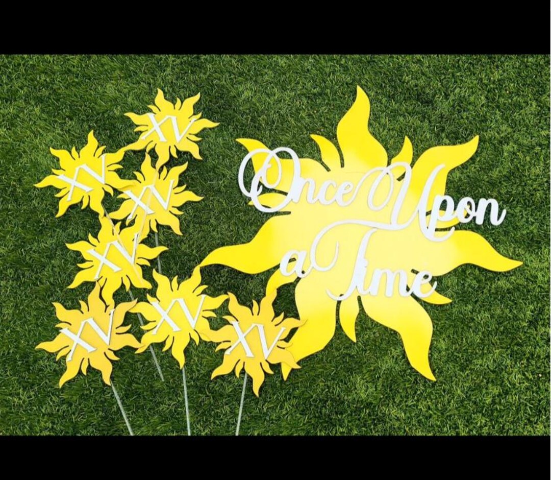 DIY Tangled Quince Center Pieces, Tangled Backdrop Sign, Tangled Sun ...