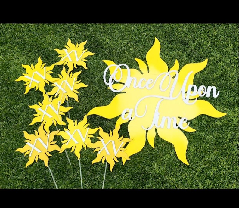 DIY Tangled Quince Center Pieces, Tangled Backdrop Sign, Tangled Sun ...