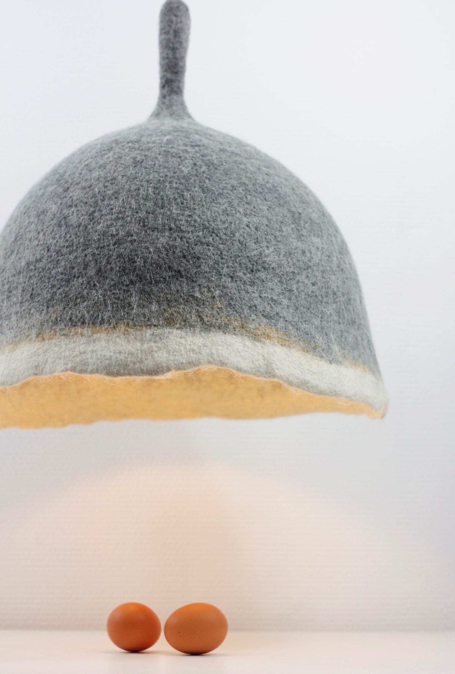 Felted Wool Pendant Lamp: Modern Ceiling Lighting, Gray & Orange - Etsy