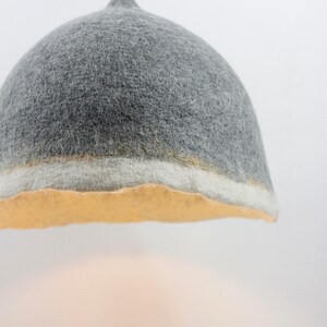 Felted Wool Pendant Lamp: Modern Ceiling Lighting, Gray & Orange - Etsy