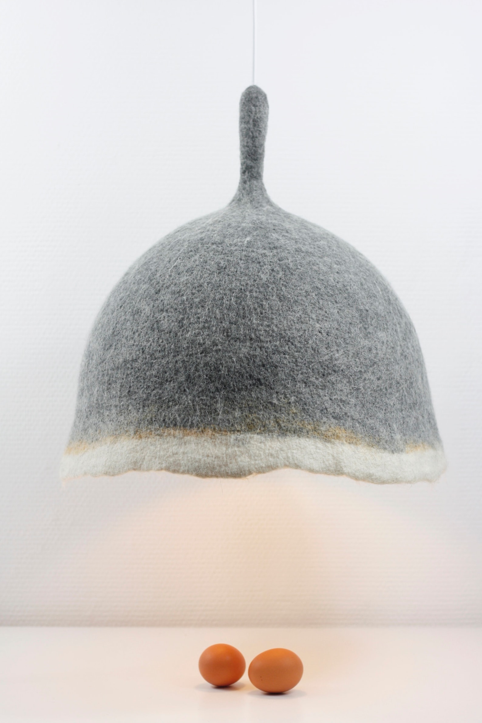 Felted Wool Pendant Lamp: Modern Ceiling Lighting, Gray & Orange - Etsy