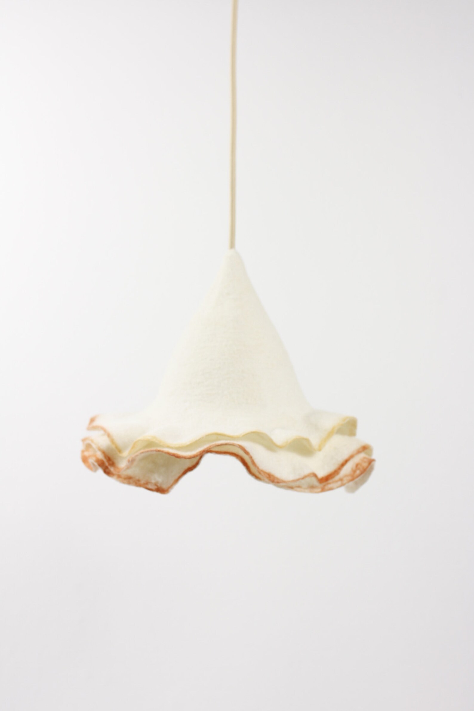 White Ruffles Merino Wool Pendant Lamp - Orange Edge - Etsy