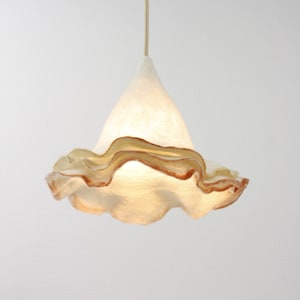 White Ruffles Merino Wool Pendant Lamp - Orange Edge - Etsy