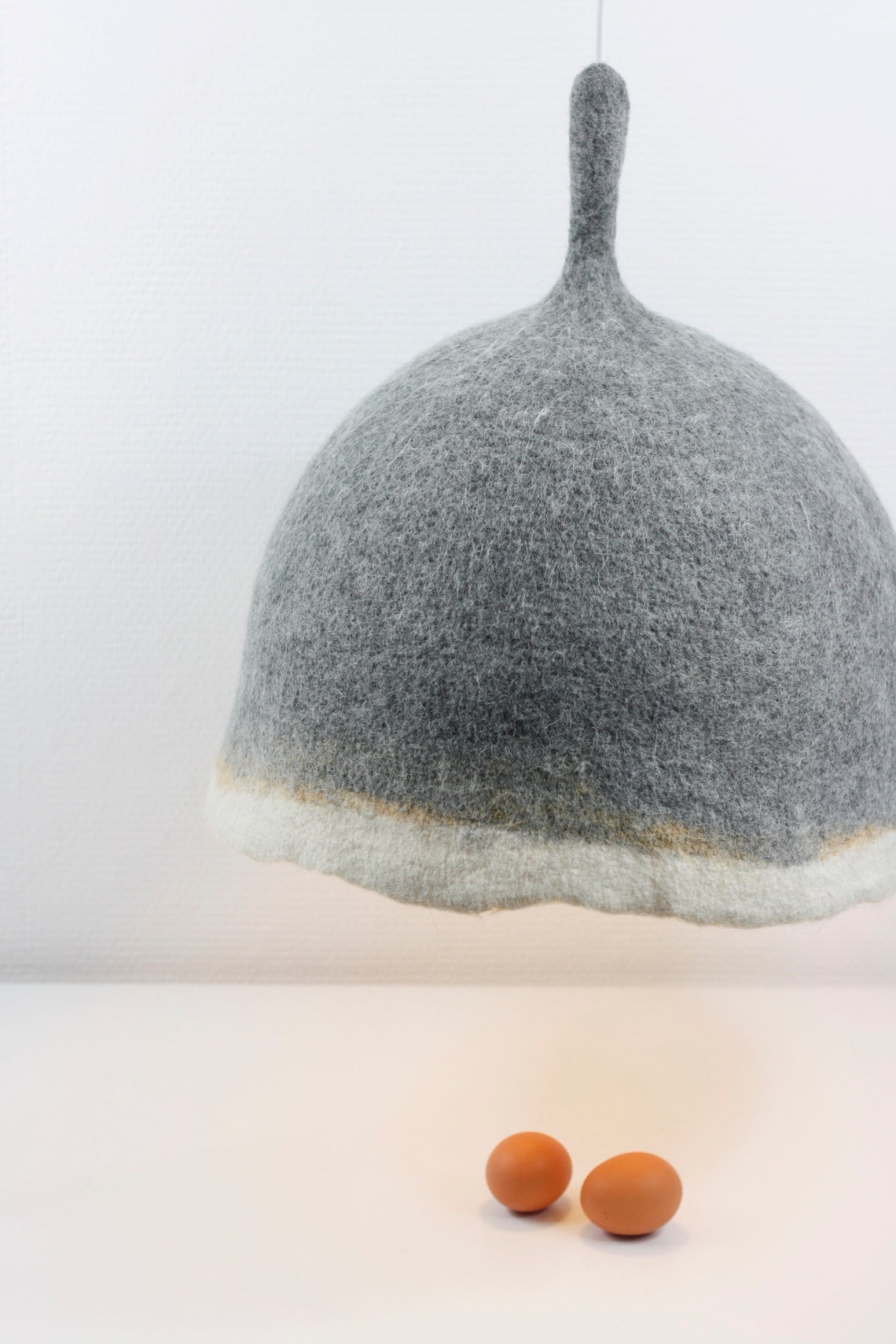 Felted Wool Pendant Lamp: Modern Ceiling Lighting, Gray & Orange - Etsy
