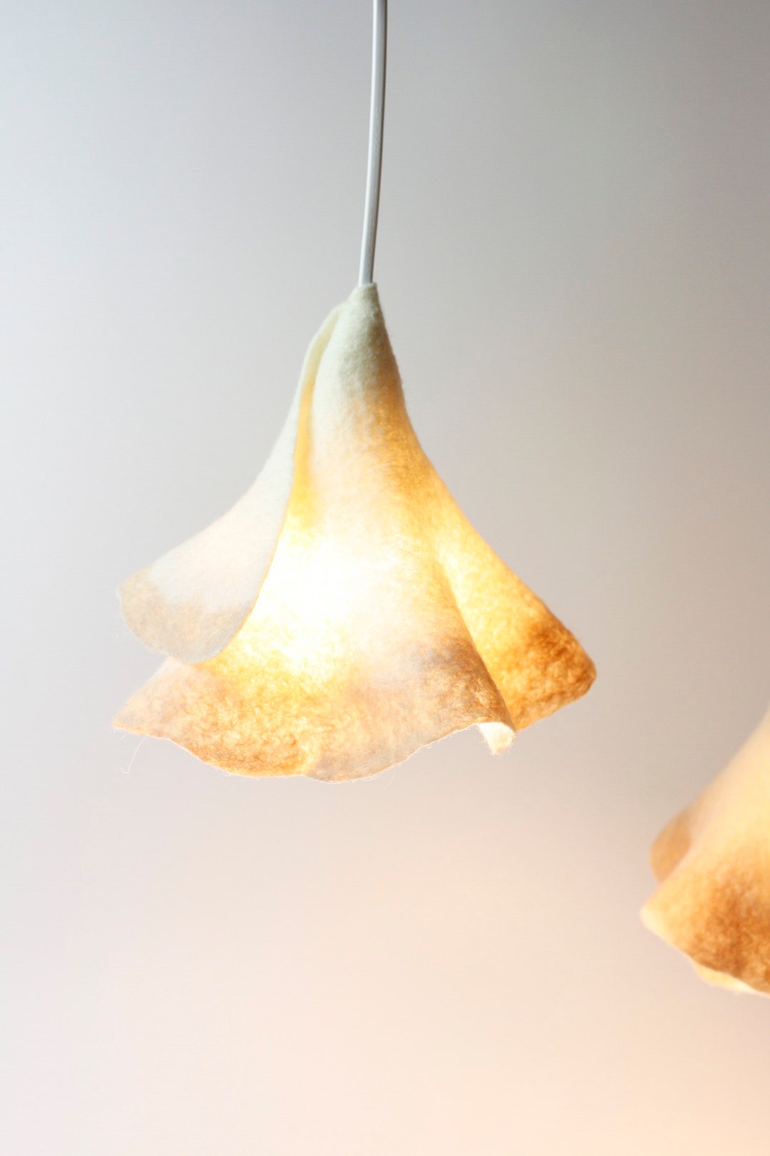 Ruffled Merino Wool Pendant Lamp: Handmade Home Decor - Etsy