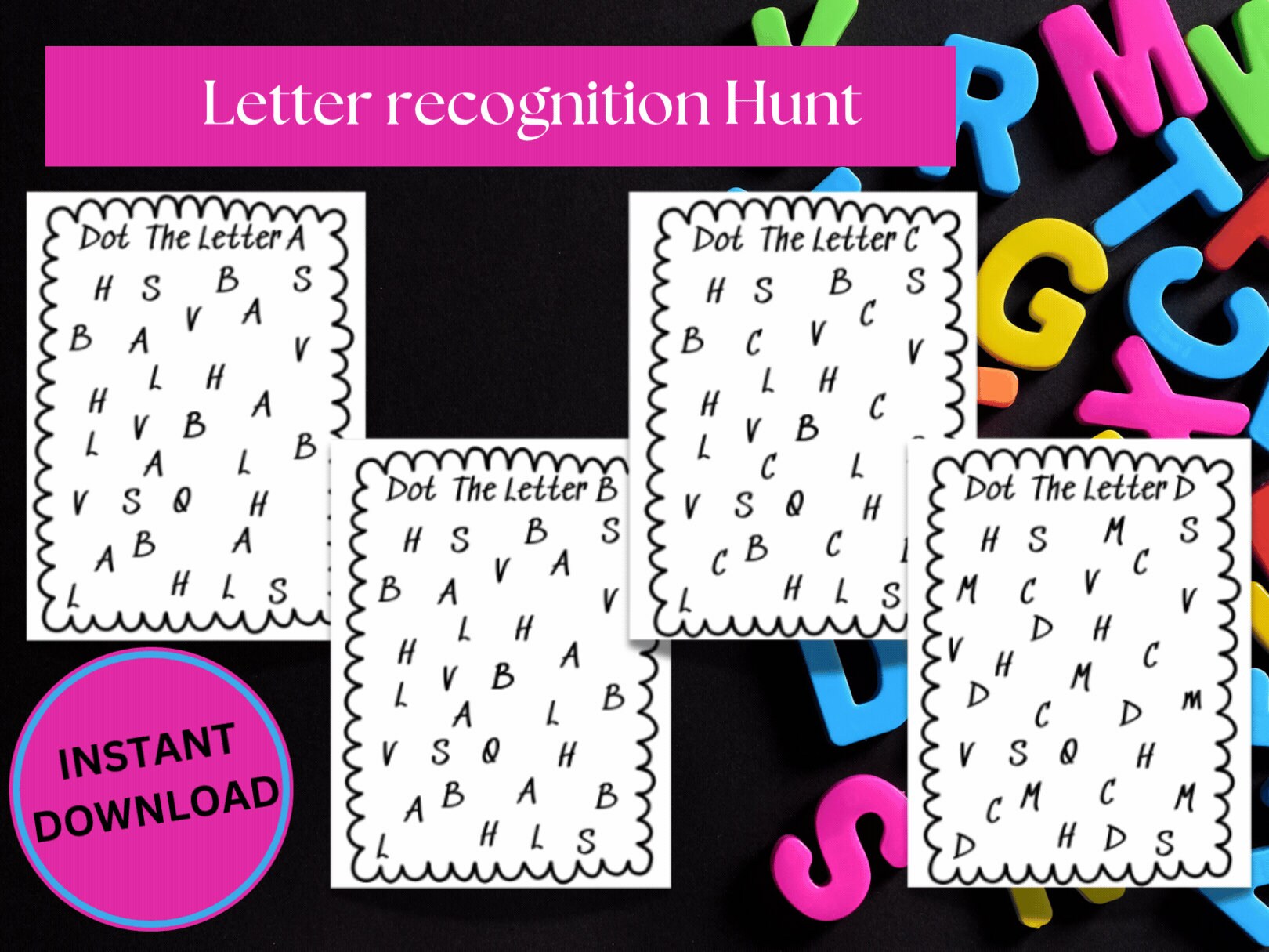 Letter Recognition Hunt, Dot the Letter, Preschool, Kindergarten ...