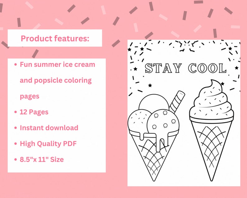 Summer, Coloring Pages, Ice Cream, Popsicles, Instant Download, Party ...