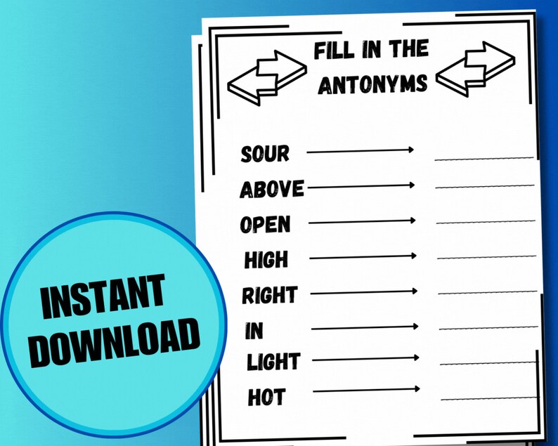 Synonyms, Antonyms, Matching, Preschool, Kindergarten, Elementary ...