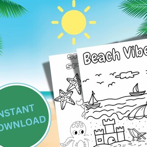 Coloring Pages, Summer, Instant Download, Kids Coloring Pages, Beach ...