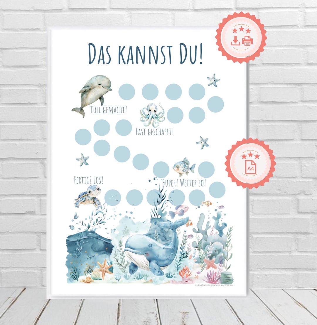 Motivational Reward Chart With Milestones and Sea Creatures, 21 Points ...