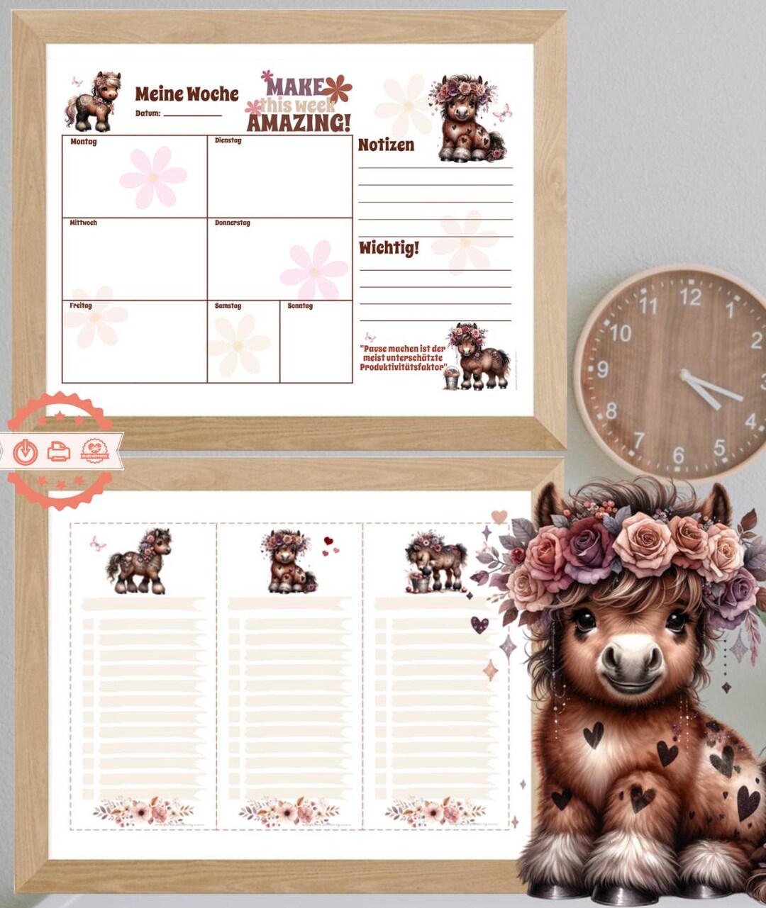 Shetland Ponies With Flowers, Horses, Weekly Planner, To-do, List ...