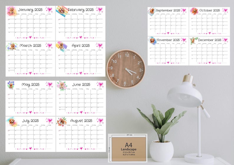 Adorable Cockapoo Annual Calendar 2025 With Various Doodle Motifs in A4 ...