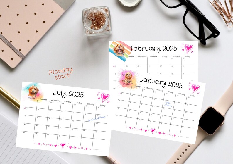 Adorable Cockapoo Annual Calendar 2025 With Various Doodle Motifs in A4 ...