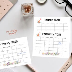 Adorable Calendar 2025 "fox & Flowers" Cute and Colorful Design in A4 ...