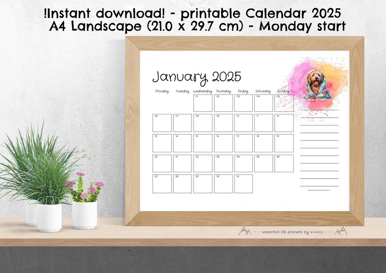 Adorable Cockapoo Annual Calendar 2025 With 12 Doodle Motifs in A4 for ...
