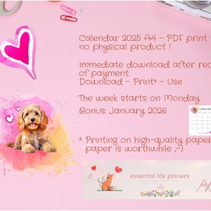 Adorable Cockapoo Annual Calendar 2025 With Various Doodle Motifs in A4 ...