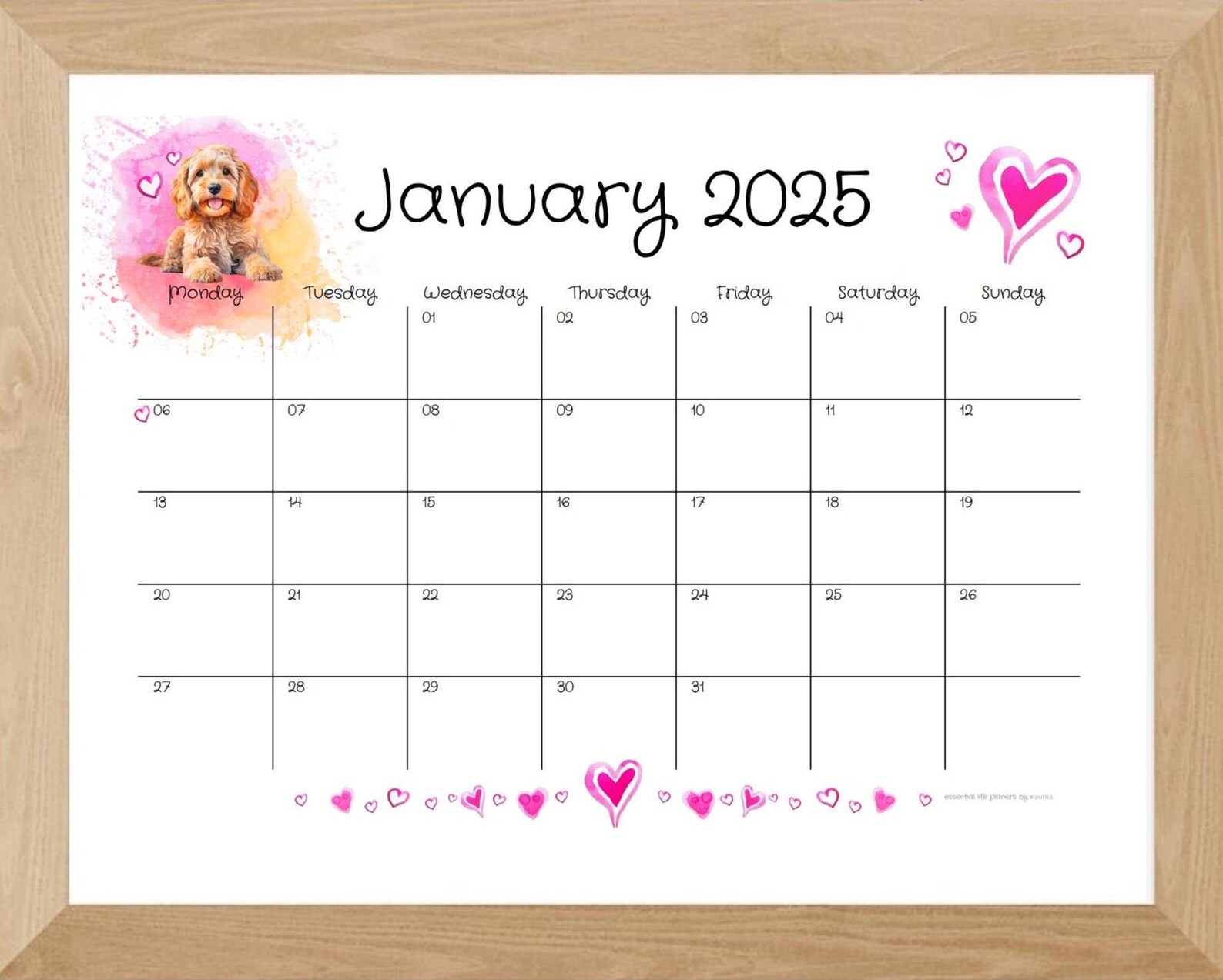 Adorable Cockapoo Annual Calendar 2025 With Various Doodle Motifs in A4 ...