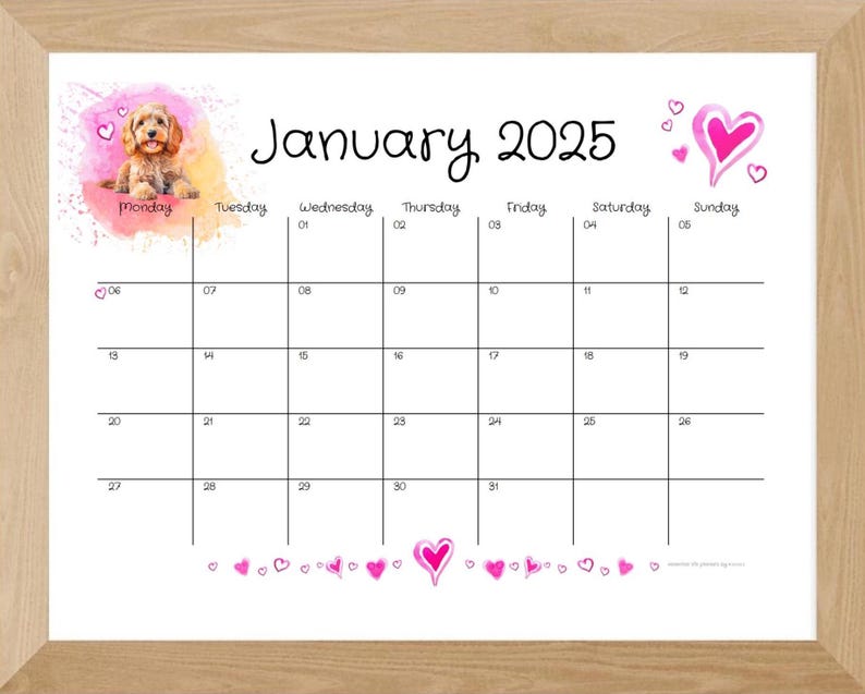Adorable Cockapoo Annual Calendar 2025 With Various Doodle Motifs in A4 ...