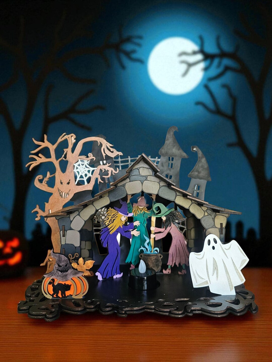 Handmade Layered Wooden Witch Hut: Spooky Halloween Centerpiece - Etsy