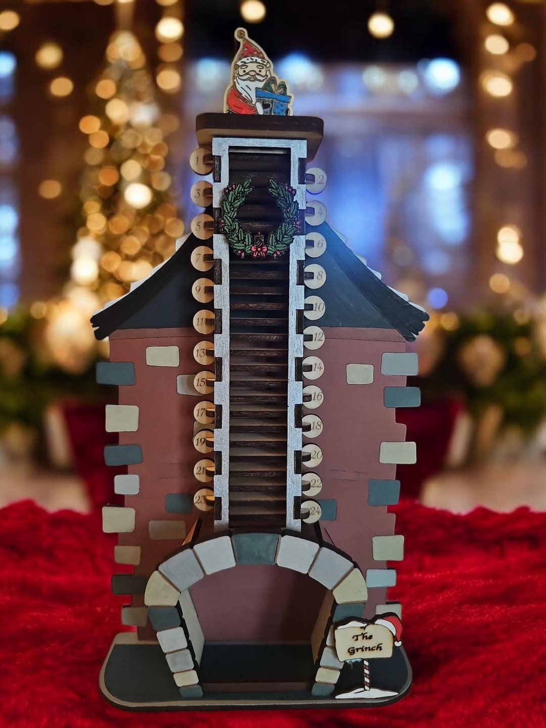 Laser Engraved Wooden Christmas Countdown Calendar: Santa's Chimney - Etsy