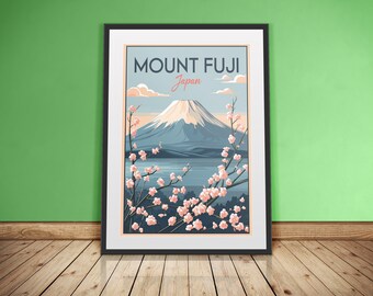 Mount Fuji Watercolor Poster Travel Art Print Japan Landscape Art Decor Inspirational Wall Art ...
