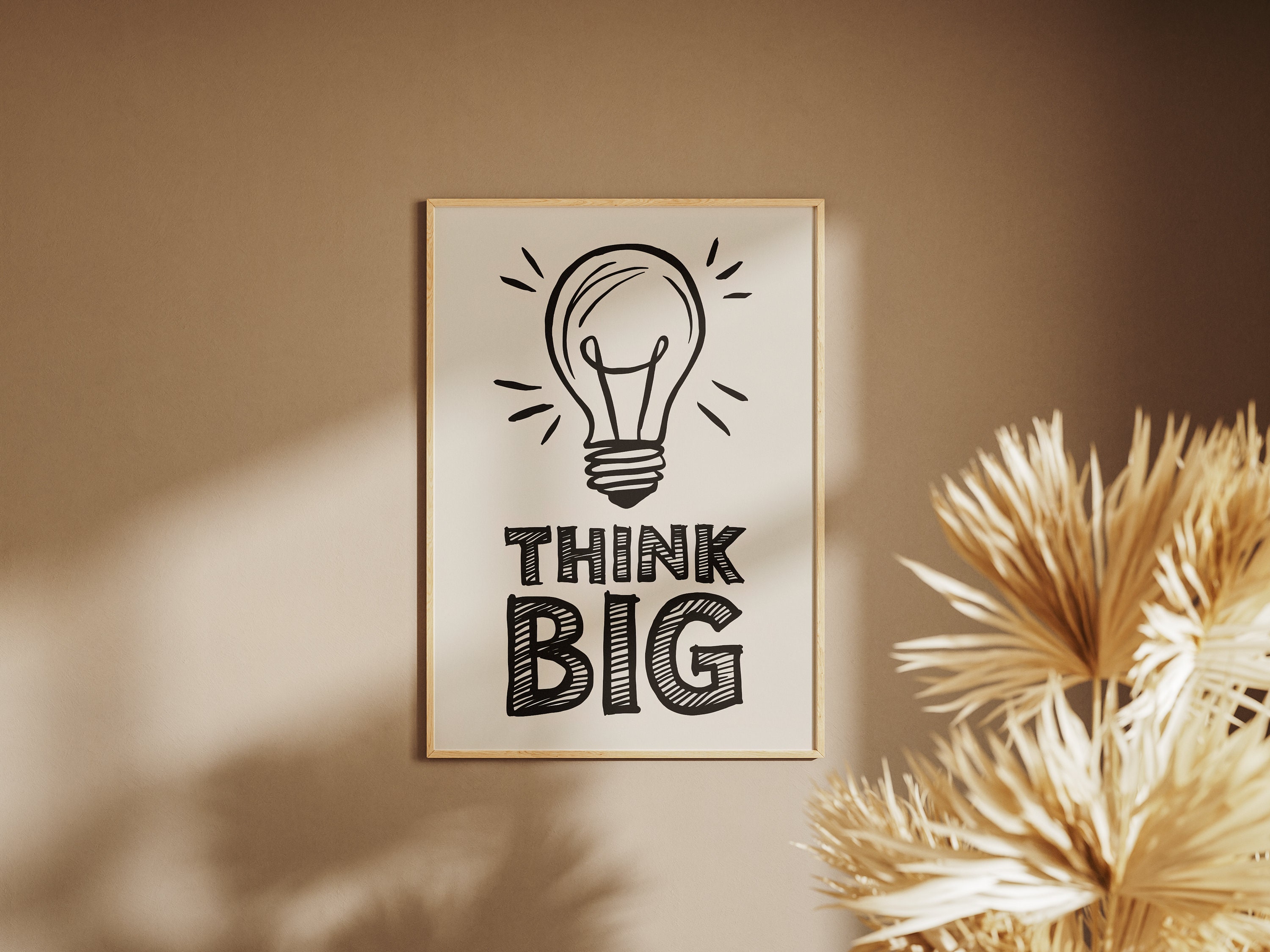 Think Big Motivational Poster Minimalistic Home Decor Funny Wall Art ...