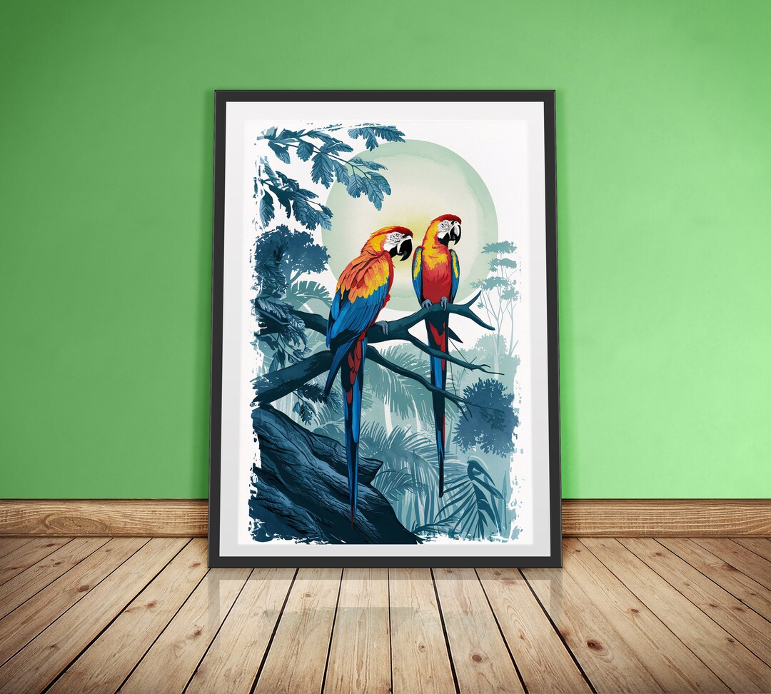 Birds Watercolor Painting Animal Print, Jungle Art Print, Exotic Bird ...