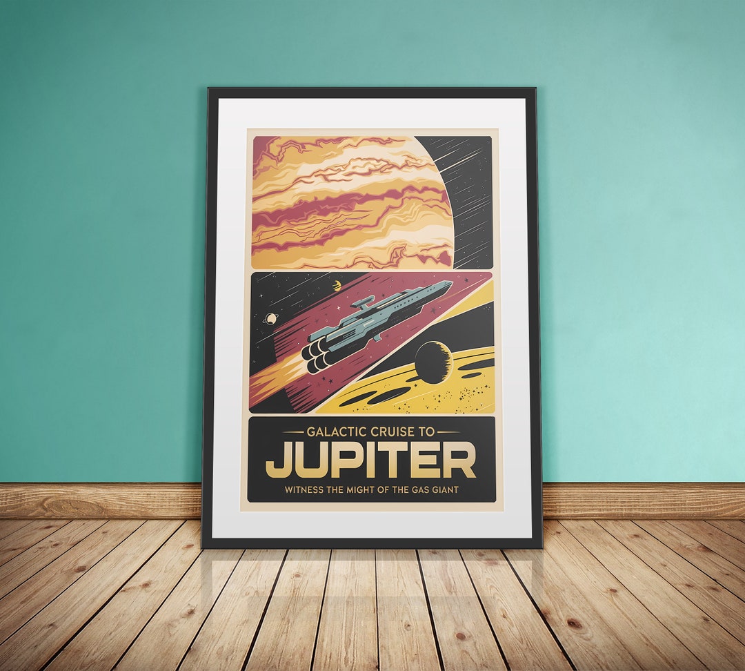 Jupiter Retro Space Travel Poster Vintage Space Poster, Space Wall Art ...