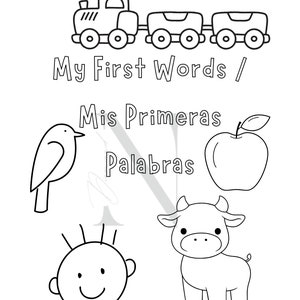 Coloring Print Outs | First Words Coloring Pages | English and Spanish ...