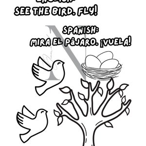 Coloring Print Outs | First Words Coloring Pages | English and Spanish ...