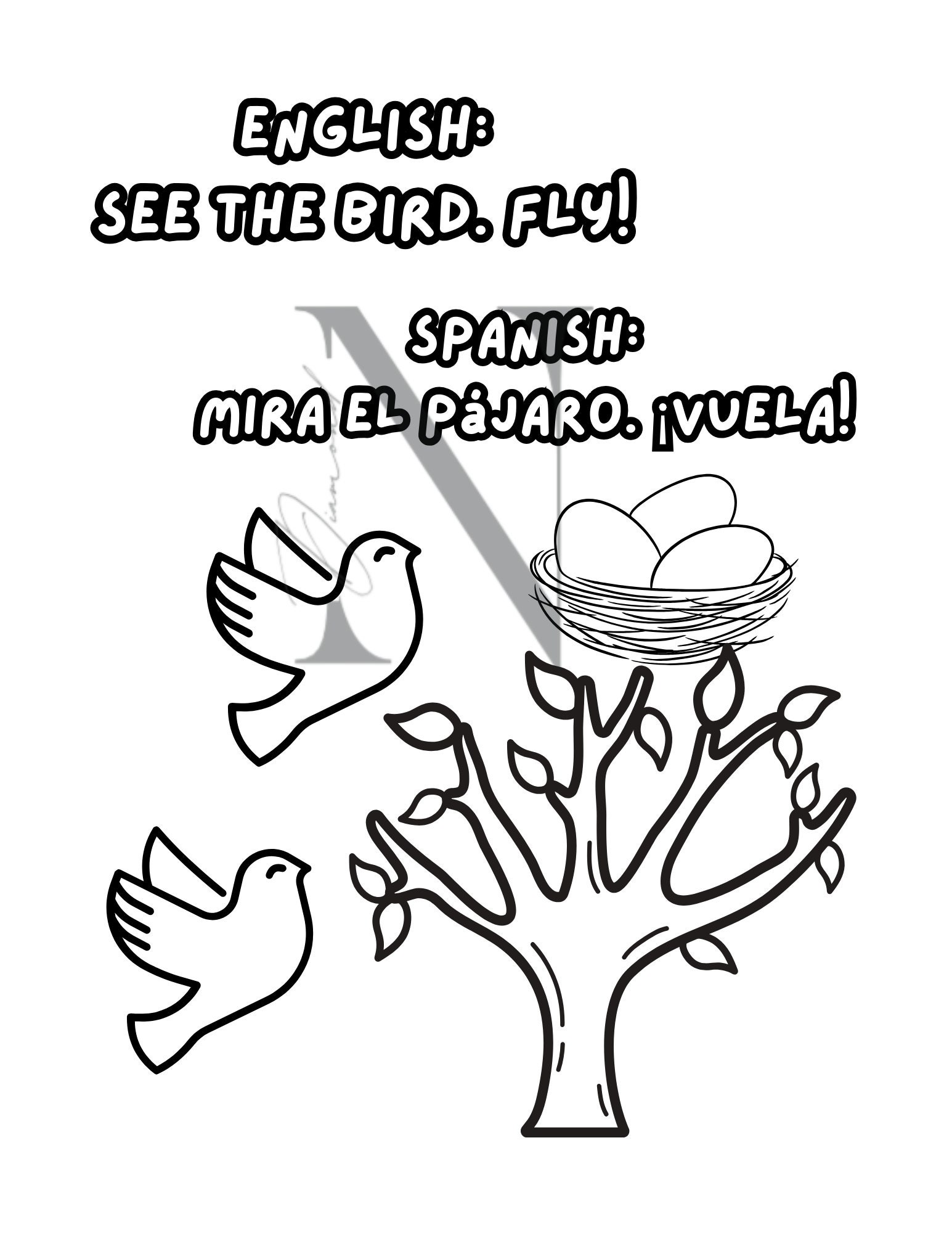 Coloring Print Outs | First Words Coloring Pages | English and Spanish ...