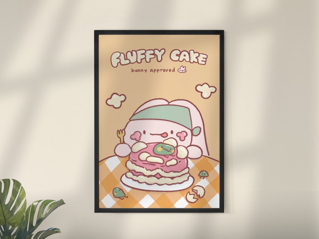 Fluffy Cake Digital Print, Cute Kitchen Poster, Kidcore Room Decor ...