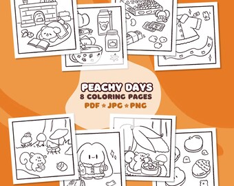 Cute and Cozy Fall Theme Coloring Pages, 8 Printable and Digital ...