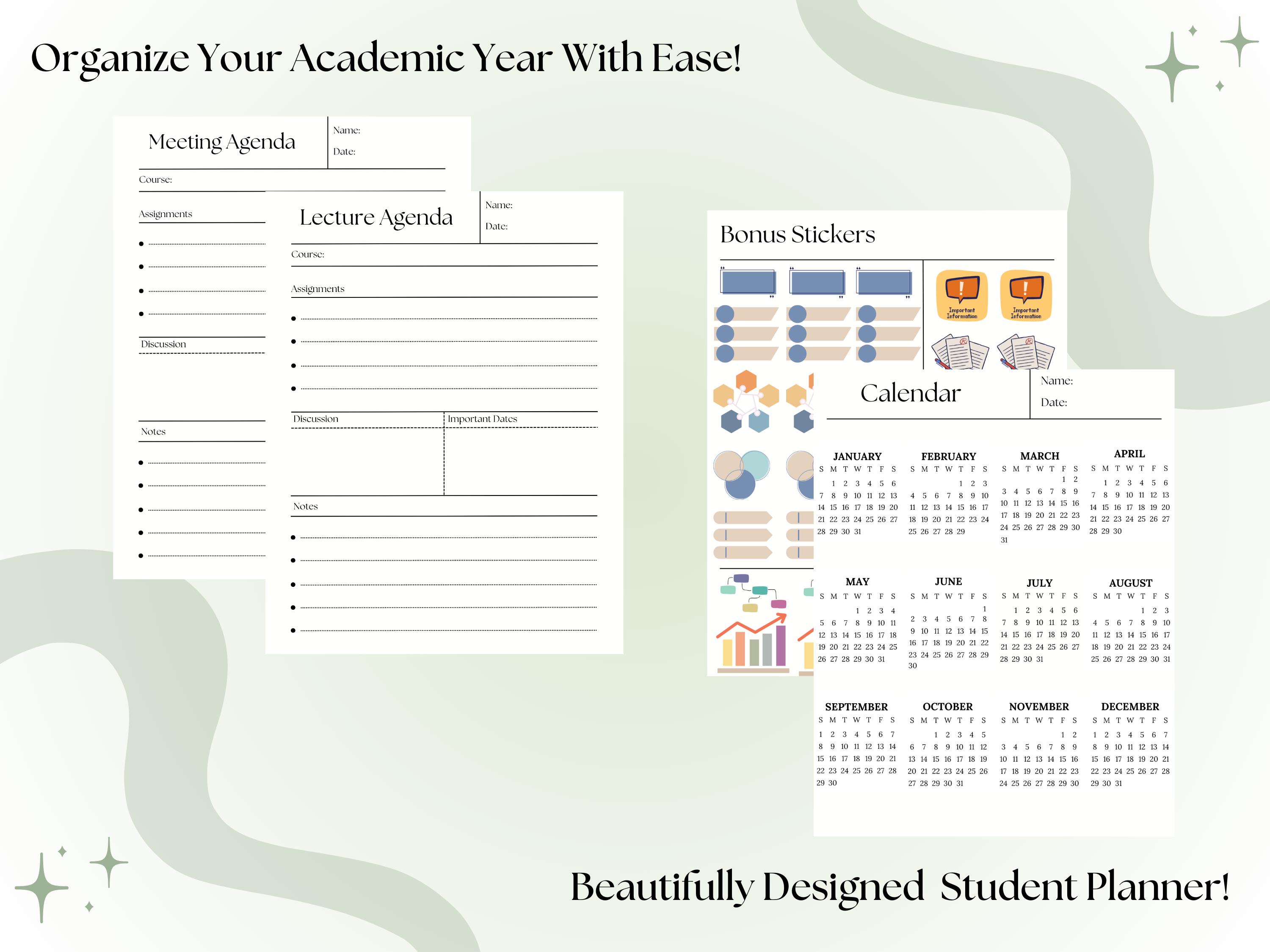 Student Planner Package Canva Template, Perfect for Students, Multi ...