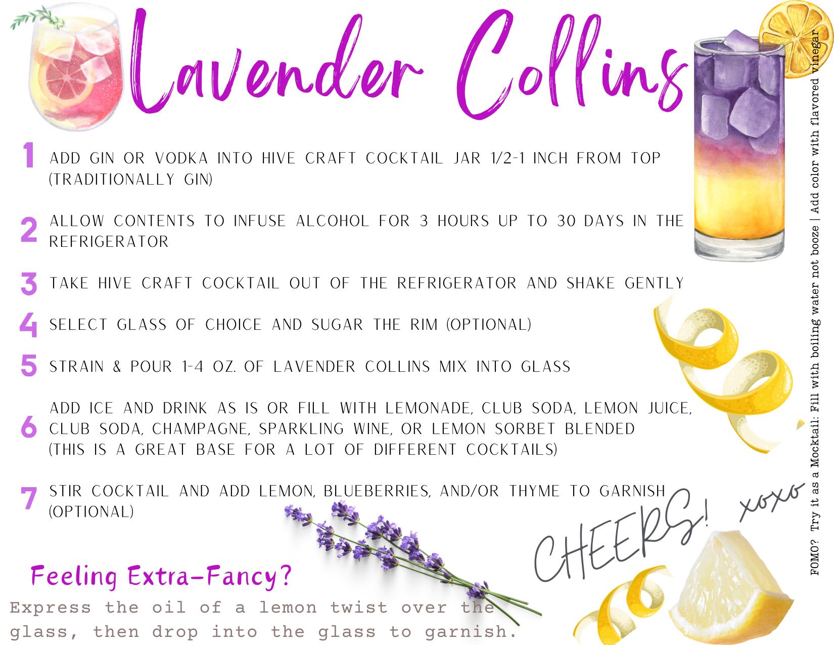 Lavender Collins Infusion Kit Vodka Gin Mixer for Alcohol or Mocktail ...