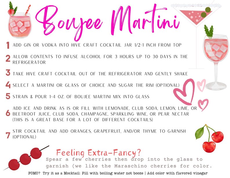 Boujee Martini Infusion Kit Craft Cocktails for Vodka or Gin Mixer ...