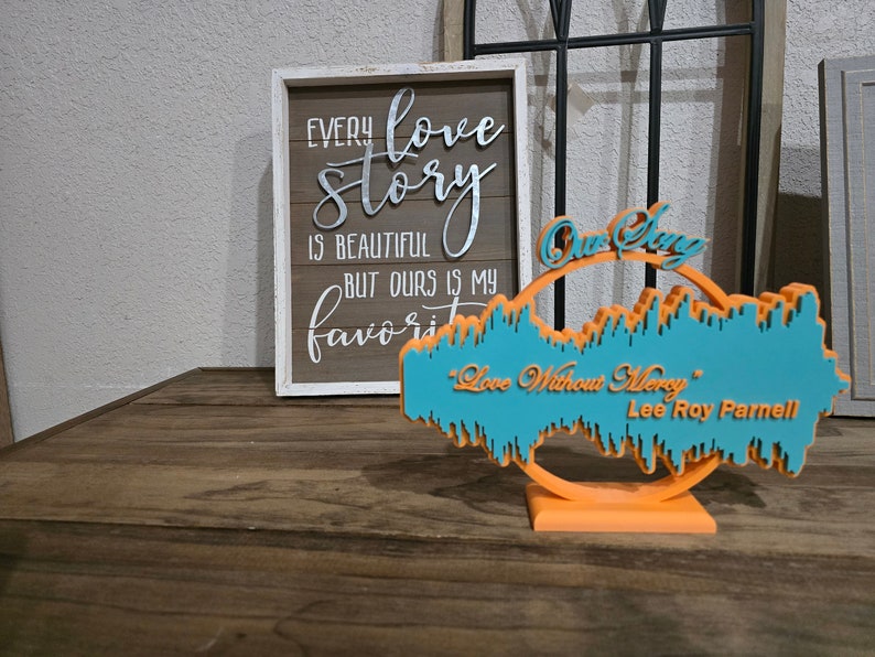 Custom 3D Printed Song Waveform Art, Personalized Music Waveform With ...