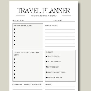 Ultimate Travel Itinerary, Travel Guide, Printable Travel Guide, Travel ...