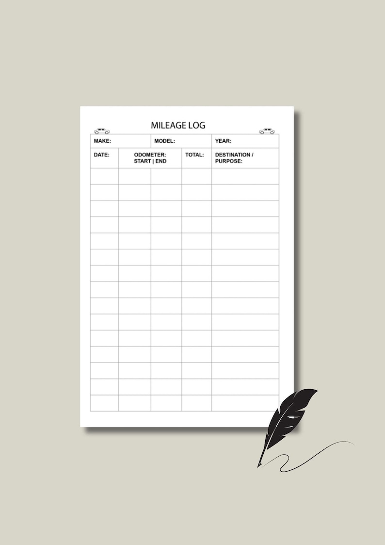 Printable Mileage Log Book, Mileage Tracker, Car Miles Tracker, Miles ...