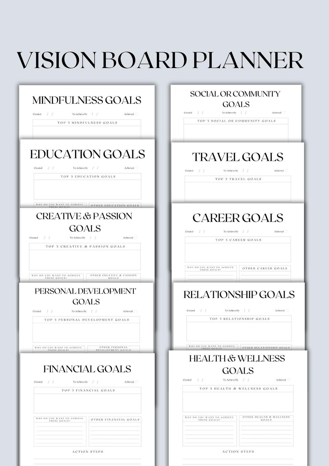 2026 Yearly Vision Board, Goal Setting, Vision Board Printable, Vision ...