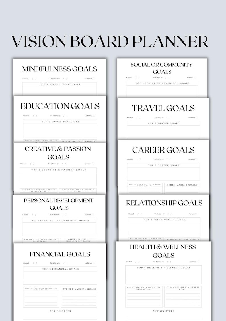 2026 Yearly Vision Board, Goal Setting, Vision Board Printable, Vision ...