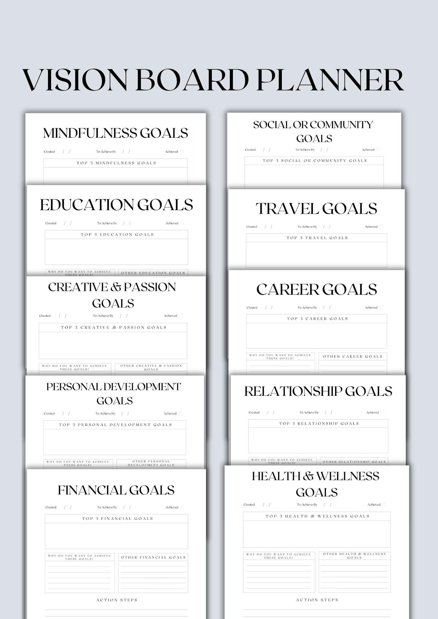 2026 Yearly Vision Board, Goal Setting, Vision Board Printable, Vision ...