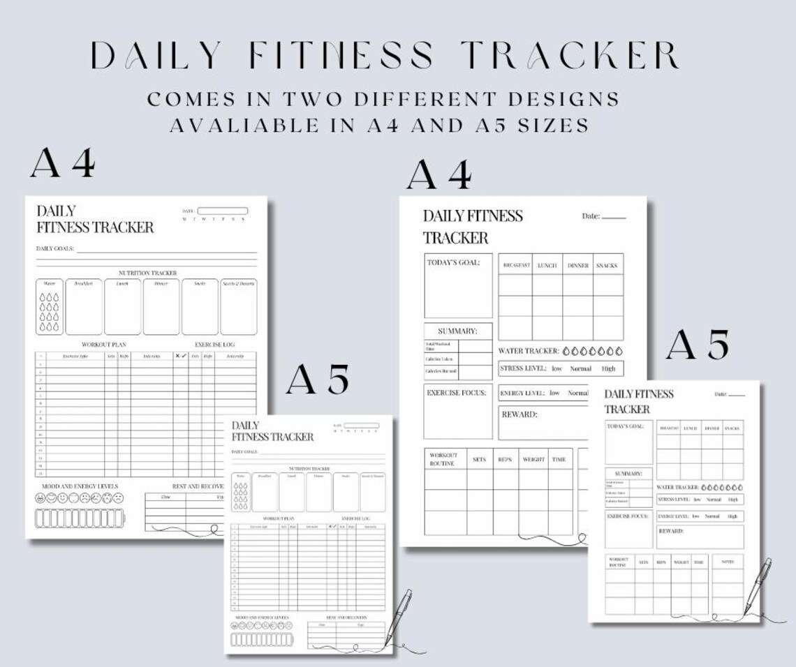 Printable Daily Fitness Tracker, Fitness Tracker, Daily Digital Fitness ...