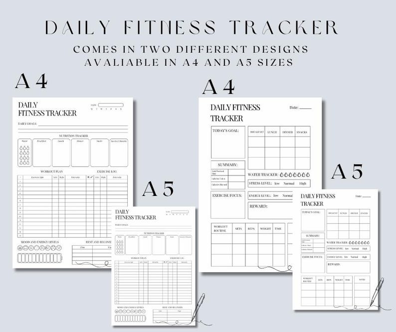 Printable Daily Fitness Tracker, Fitness Tracker, Daily Digital Fitness ...