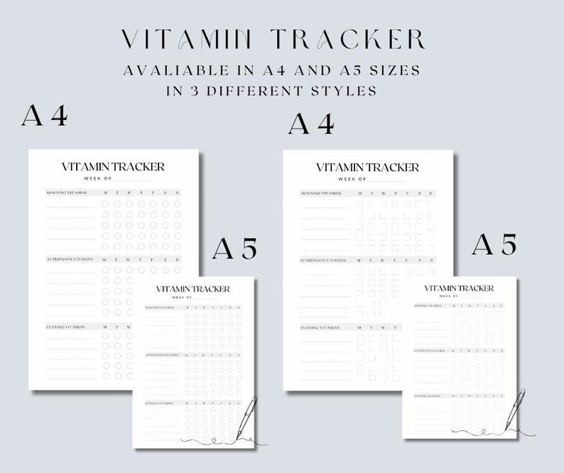 Printable Vitamin Tracker, Daily Vitamin Tracker, Weekly Vitamin ...