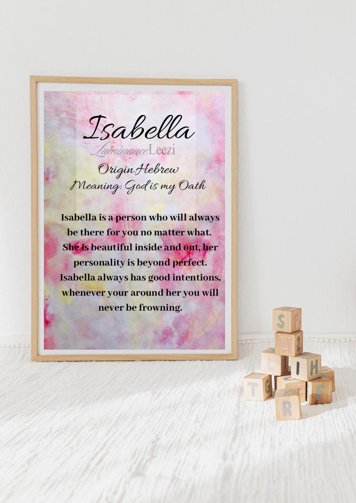 Isabella Personalised Name Meaning Print / Origin and Personality ...